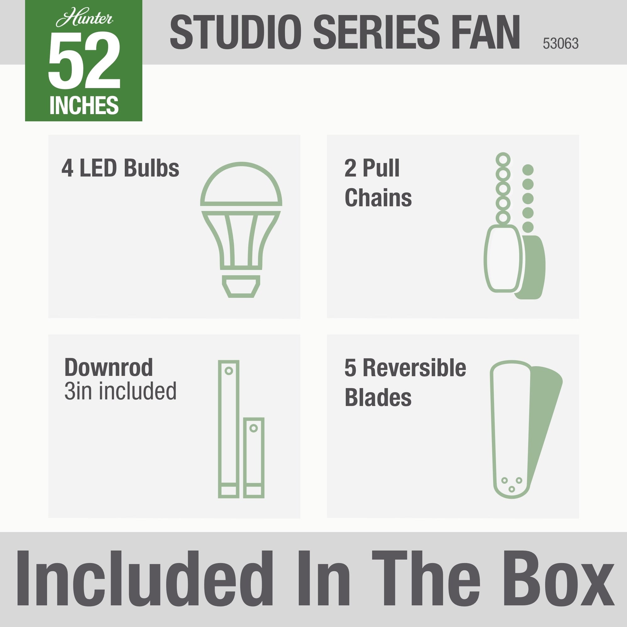 Hunter - 53063 - 52 Inches Ceiling Fan - Studio Series - Antique Brass ...