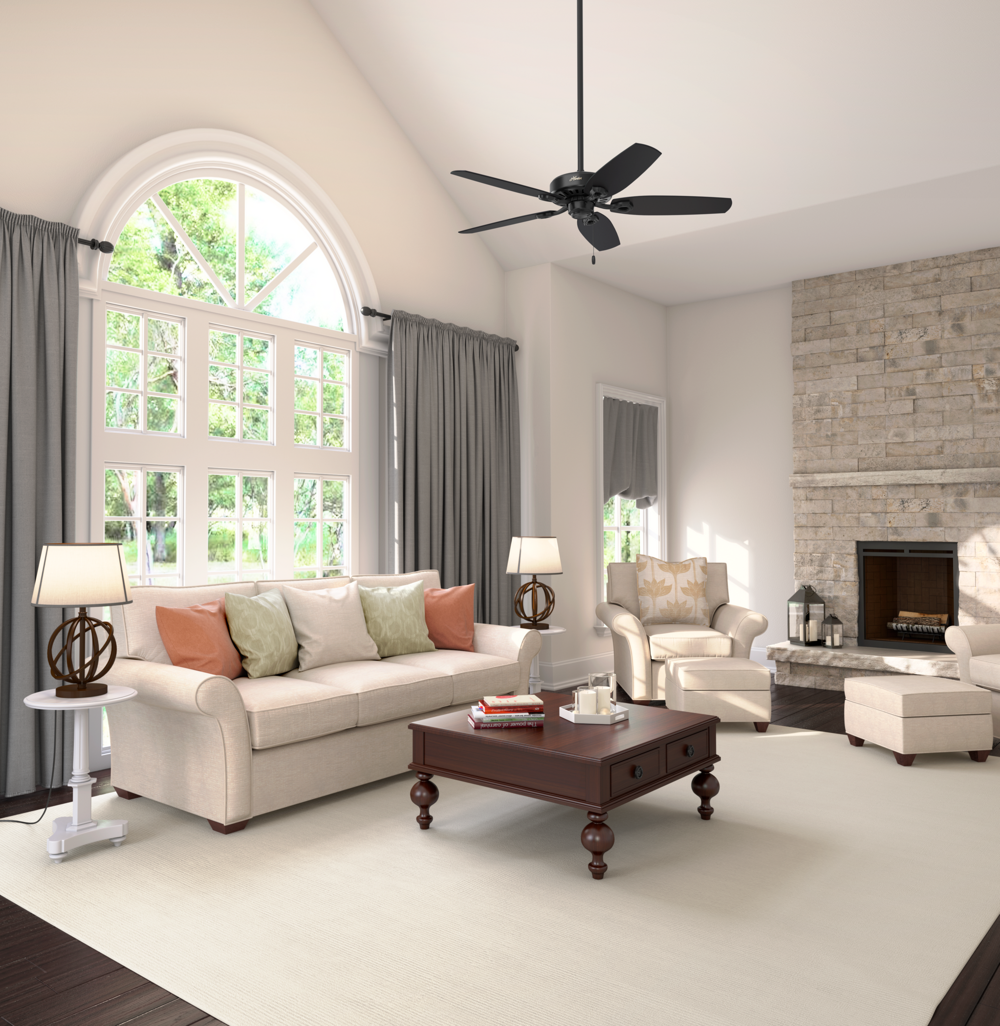 Hunter - 53243 - 52 Inches Ceiling Fan - Builder - Matte Black ...