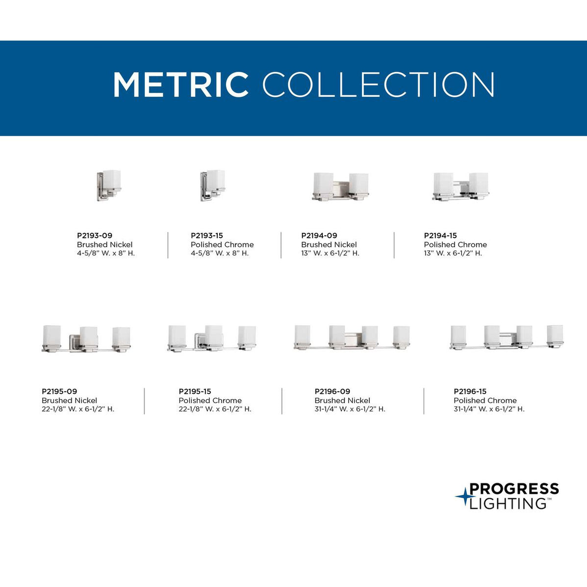 Progress Lighting - P2195-09 - Three Light Bath - Metric - Brushed ...