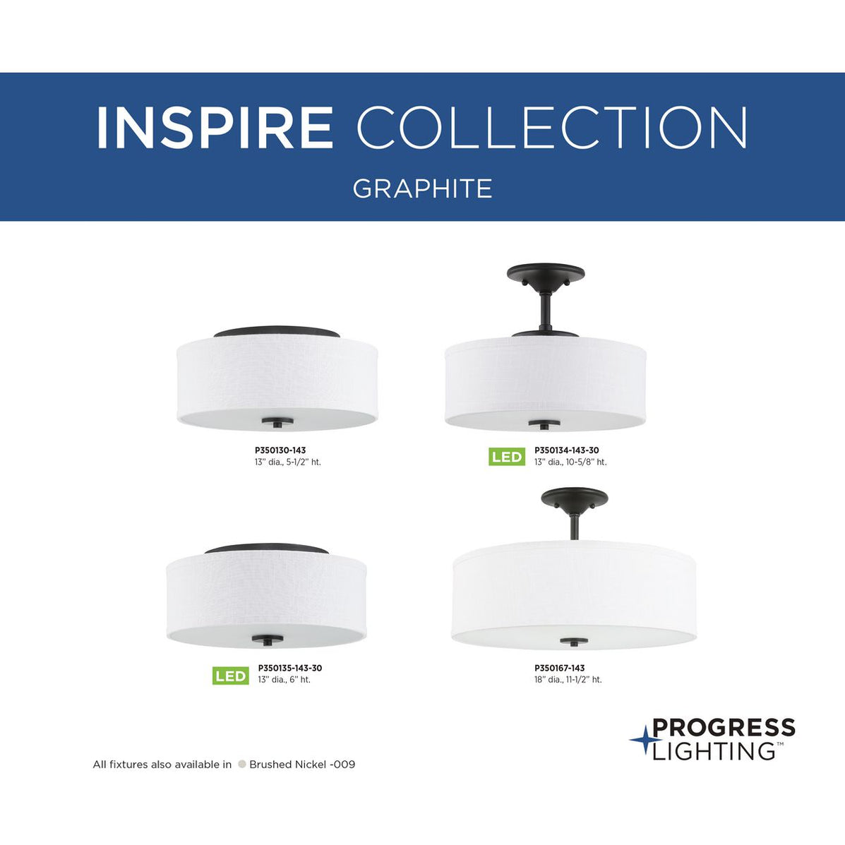 Progress Lighting - P350167-143 - Three Light Semi Flush Mount ...