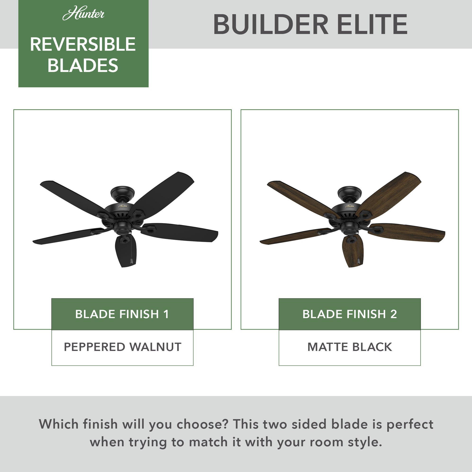 Hunter - 53243 - 52 Inches Ceiling Fan - Builder - Matte Black ...
