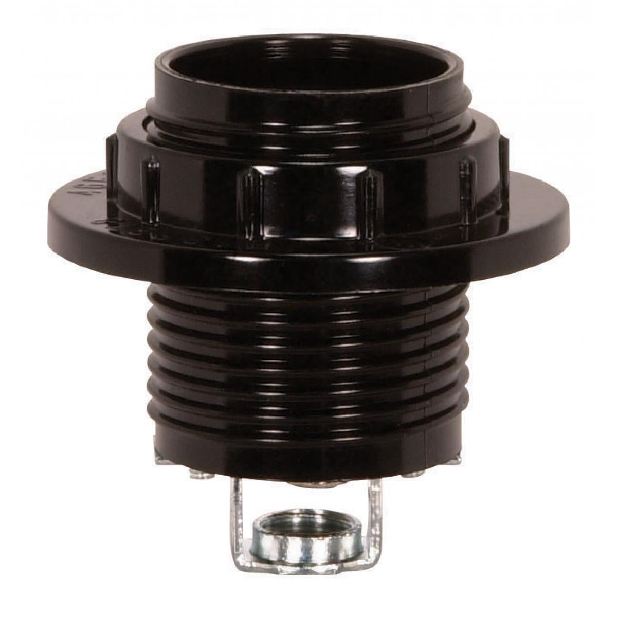 Satco - 80-1077 - Threaded Socket With Ring - Black — Lighting Design Store