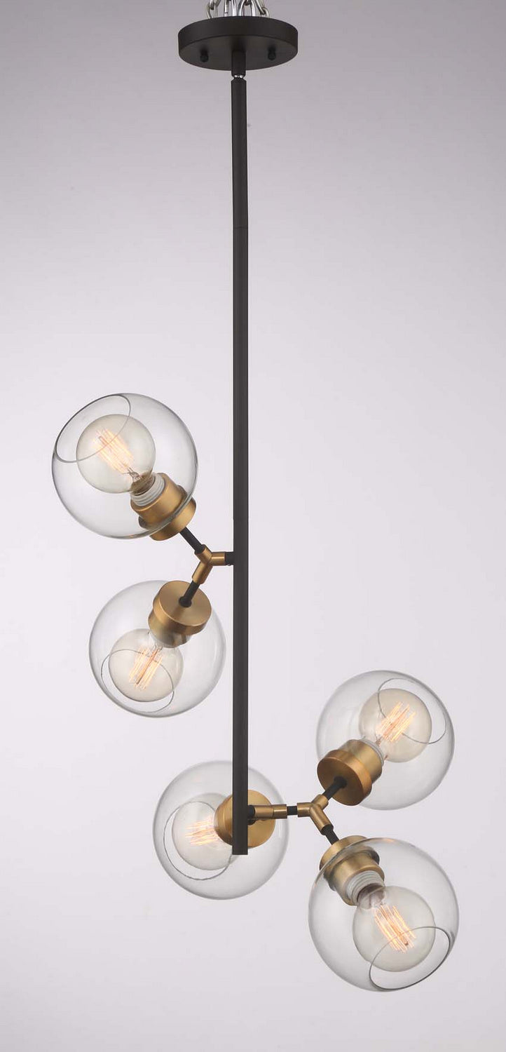 Zeev Lighting - P30076-5-PB+MBK - Pendant - Pierre - Polished Brass ...
